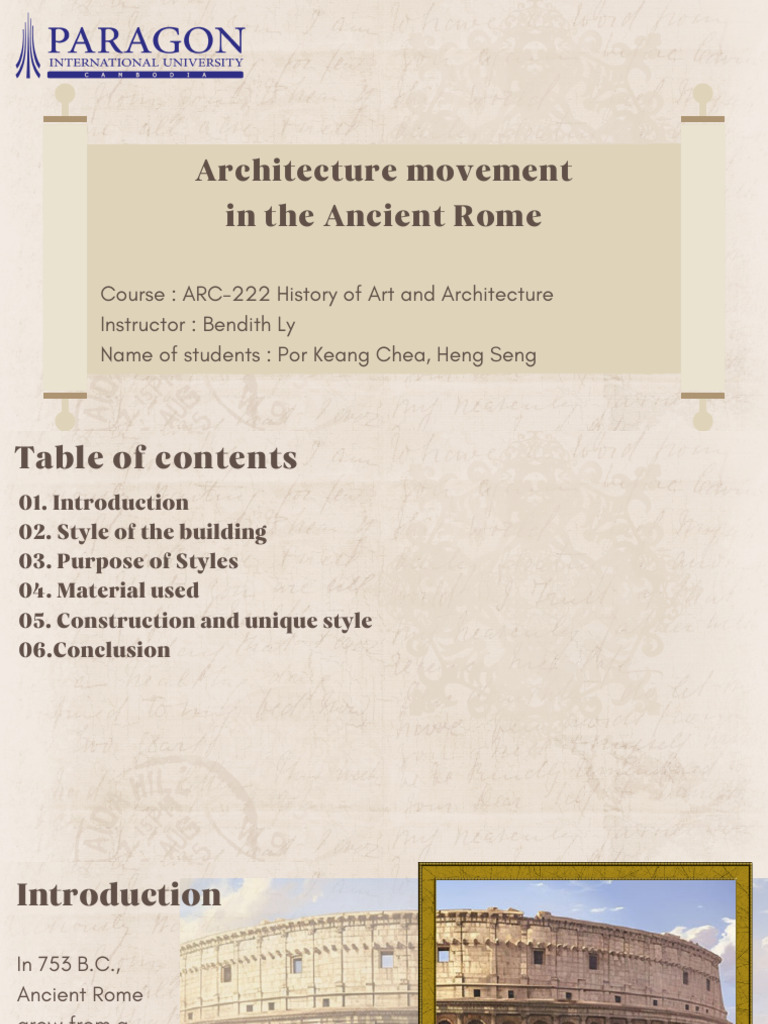 Architecture Movement in Ancient Rome | PDF