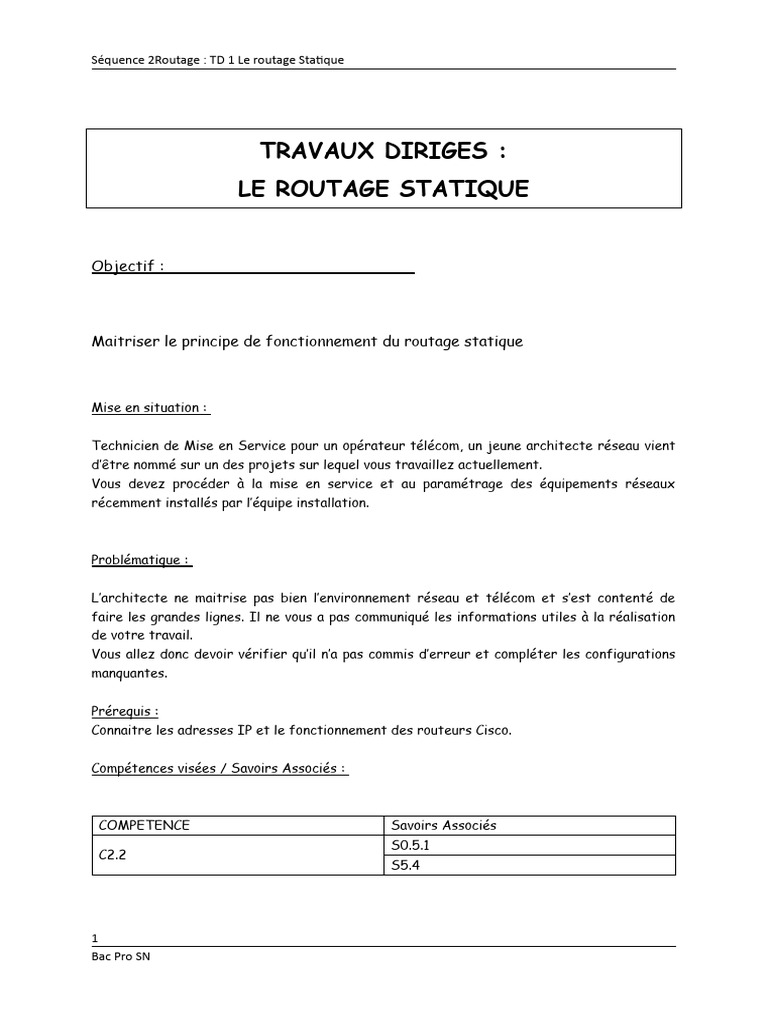 TD Routage Statique | PDF