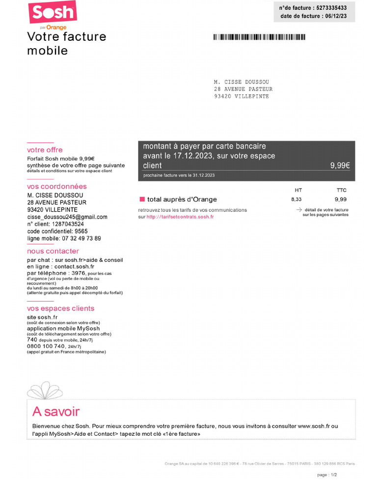 Facture Orange | PDF