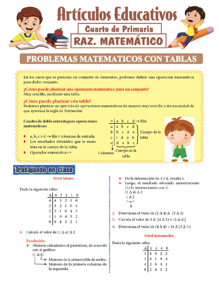 Problemas Matematicos Con Tablas | PDF