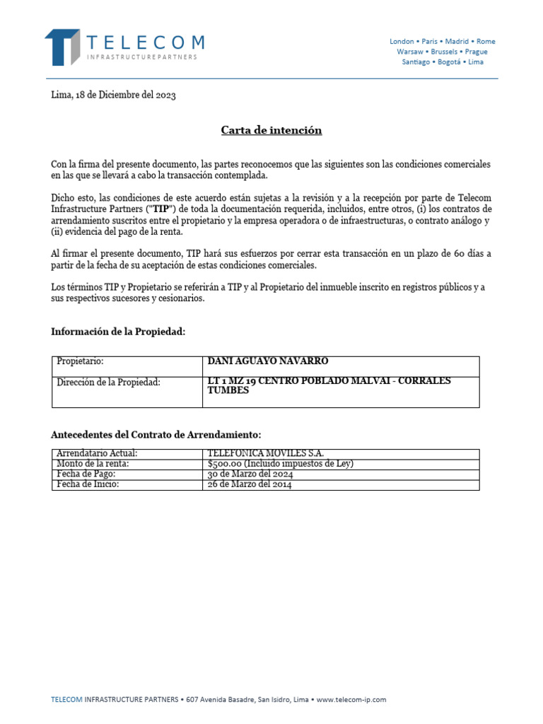 Carta de Intencion Dani Aguayo | PDF