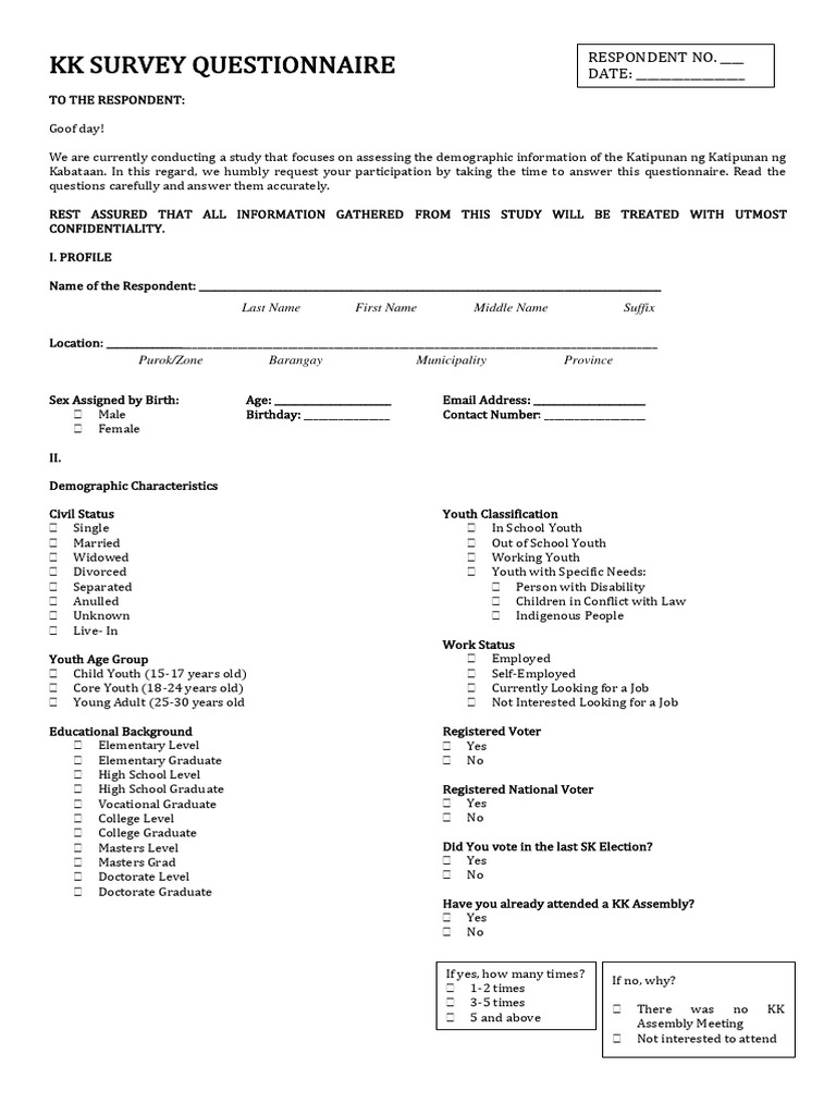 KK Survey Questionnaire | PDF