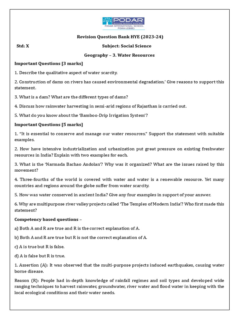 Ade 10 SST HYE Question Bank - Sept | PDF | Science & Mathematics