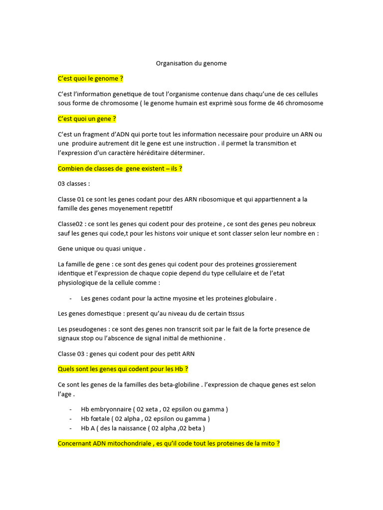 Organisation du genome | PDF