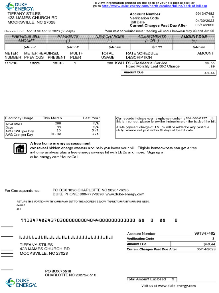 Alvin Winchester-Duke-Energy-Bill | PDF