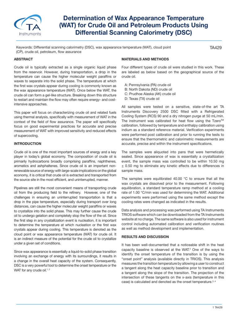 WAT) For Crude Oil and Petroleum Products Using | PDF
