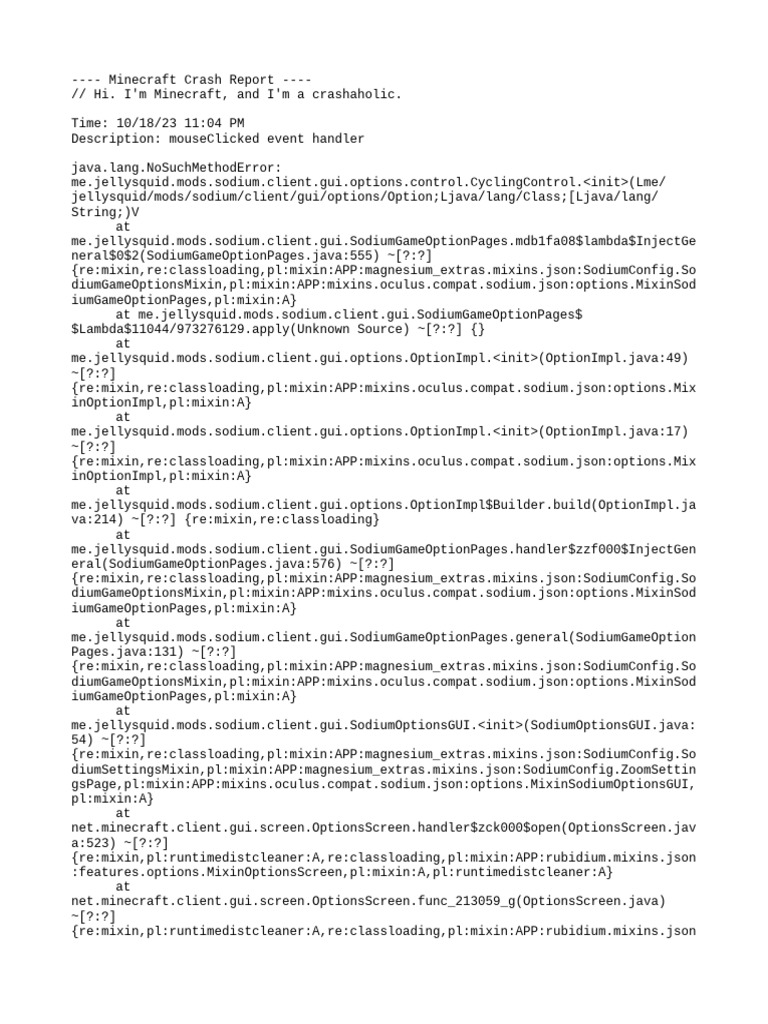 Minecraft Mouse Click Crash Report | PDF | Java Virtual Machine | Computer Architecture