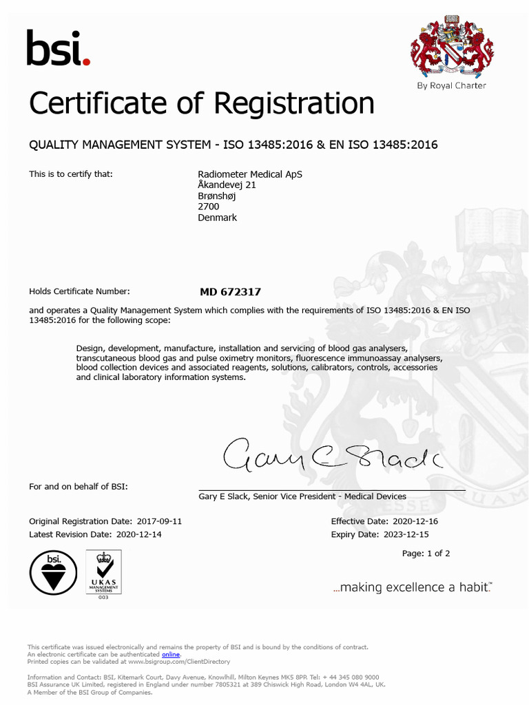 ISO 13485 Radiometer Medical ApS | PDF
