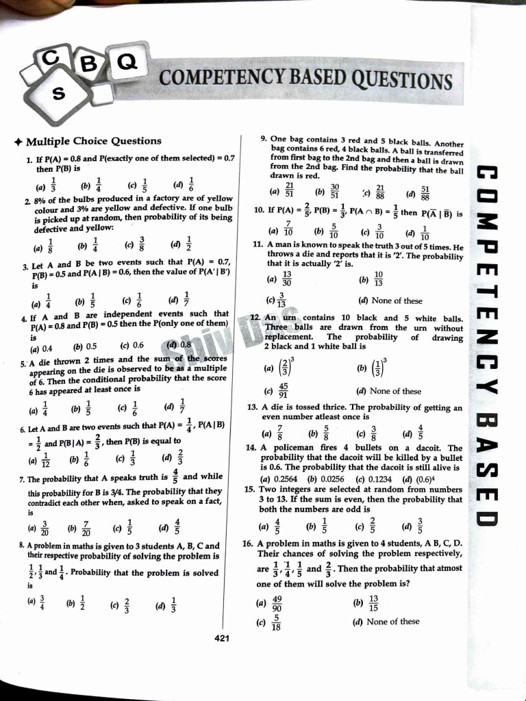 MCQ Probability Class 12 | PDF | Probability | Mathematics MCQ Probability Class 12 | PDF | Probability | Mathematics