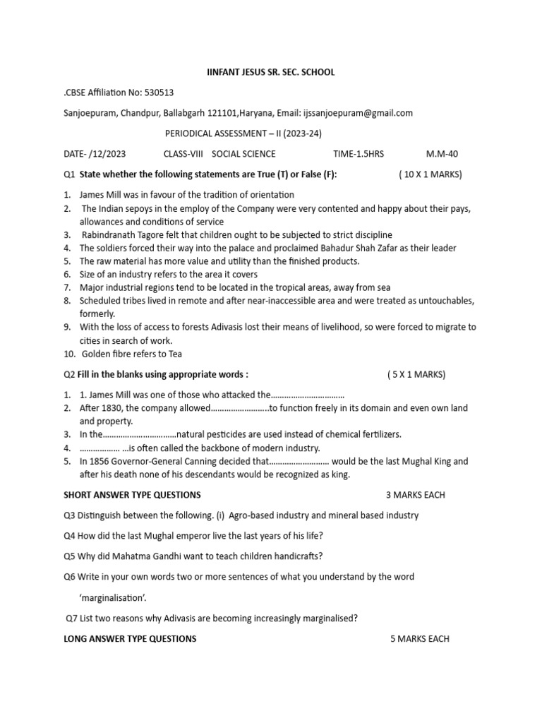 Social Science Class - 8 | PDF