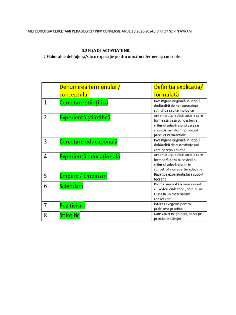 Fise de Activitate | PDF