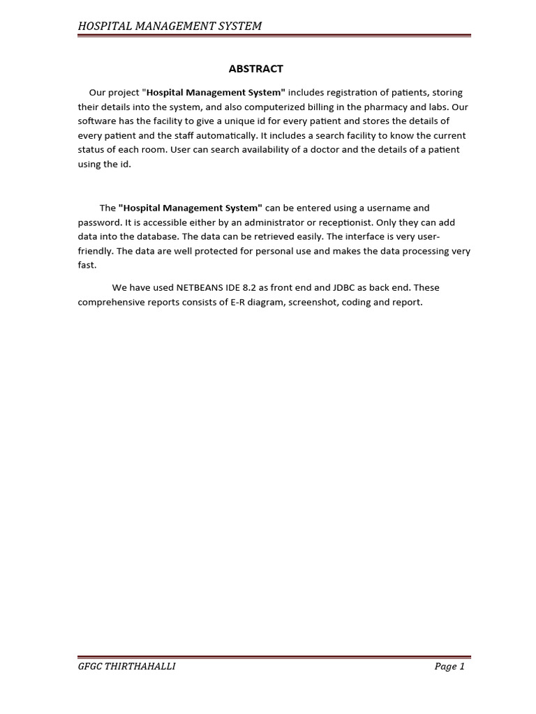 Hospital Management System | PDF