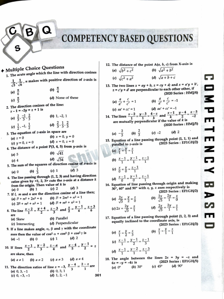 MCQ 3d Class 12 | PDF