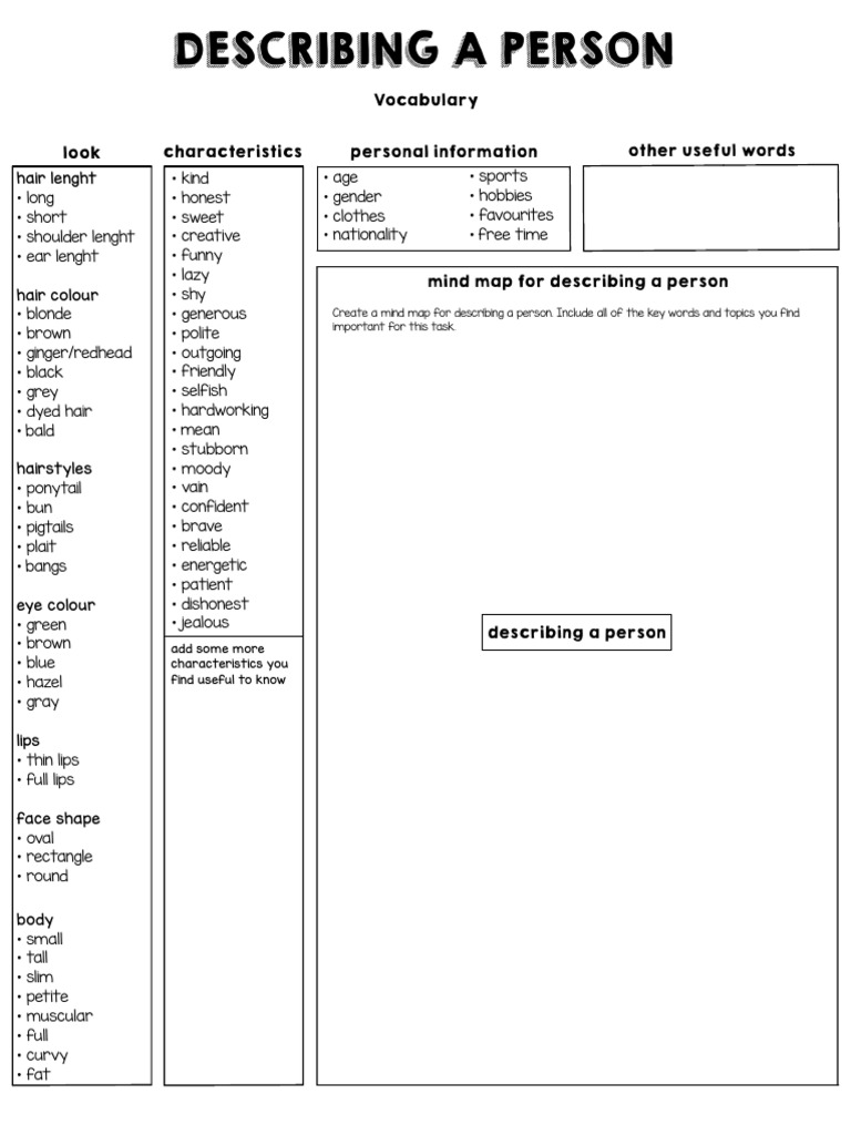 Describing a person worksheet | PDF