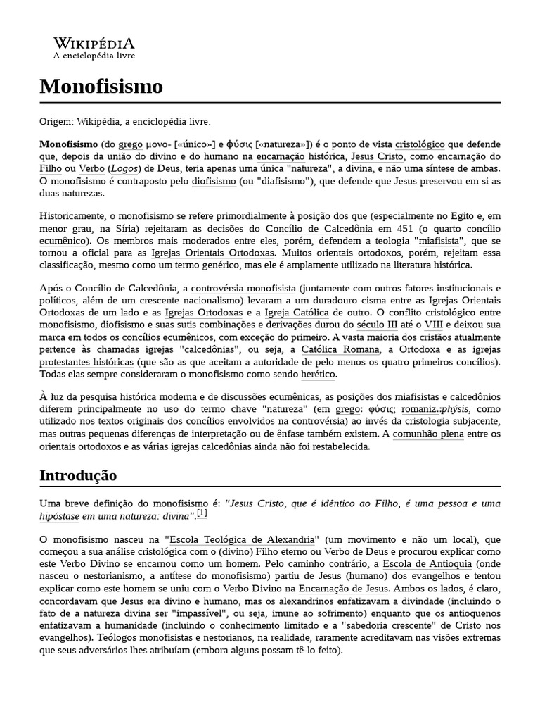Monofisismo | PDF | Deus no cristianismo | Crença e doutrina religiosa
