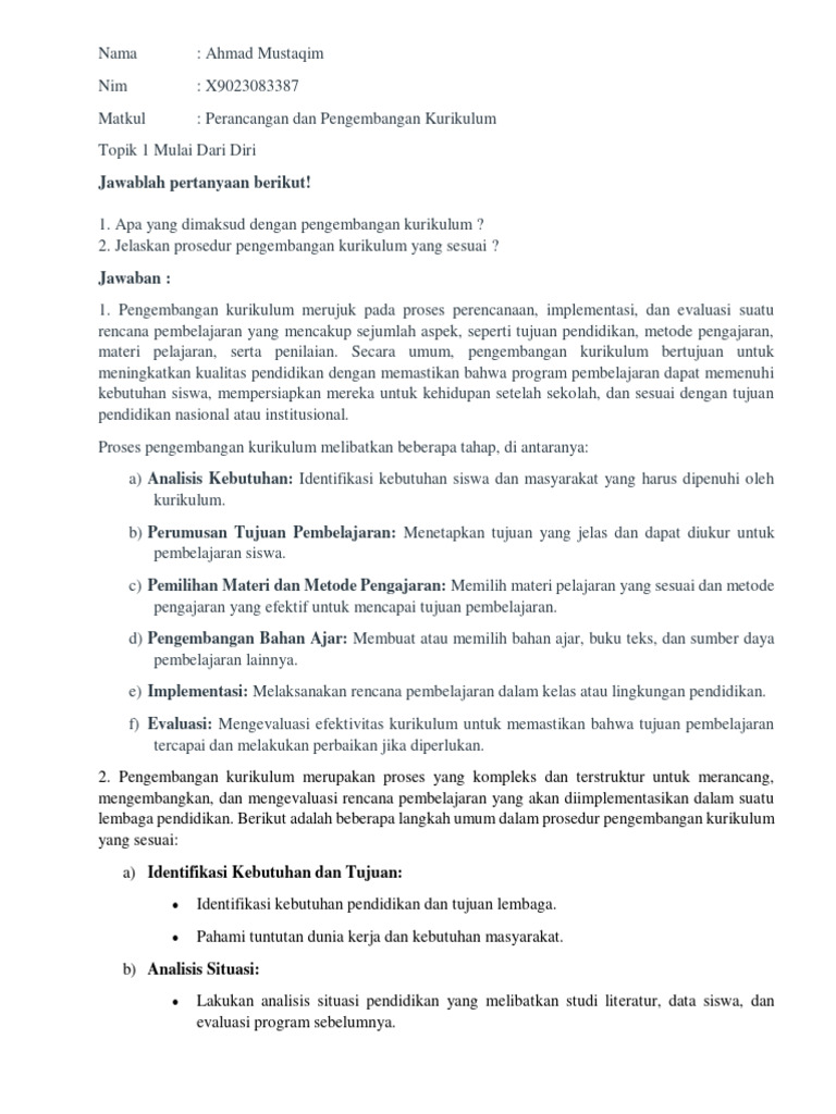 Topik 1 Mulai Dari Diri PPK | PDF