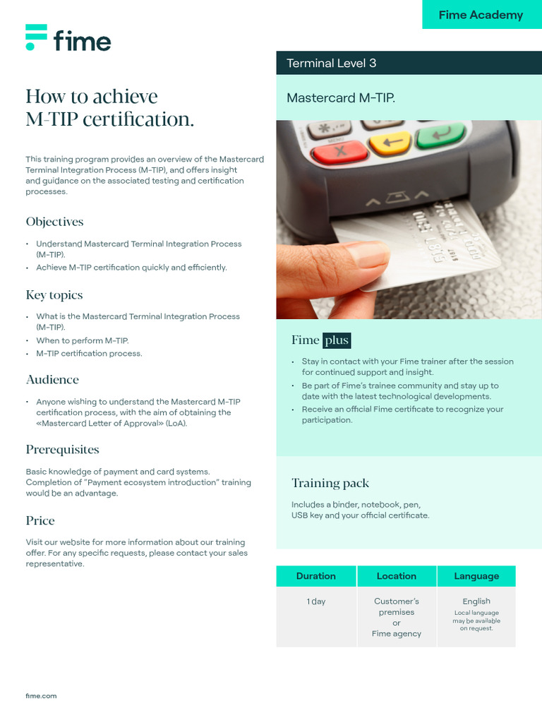 Fime Academy Mastercard M-TIP | PDF