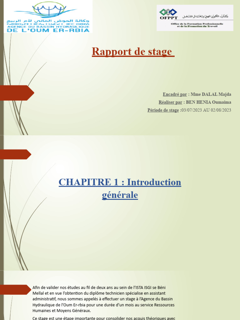Présentation1 Ofppt Rappor de Stage-1 | PDF