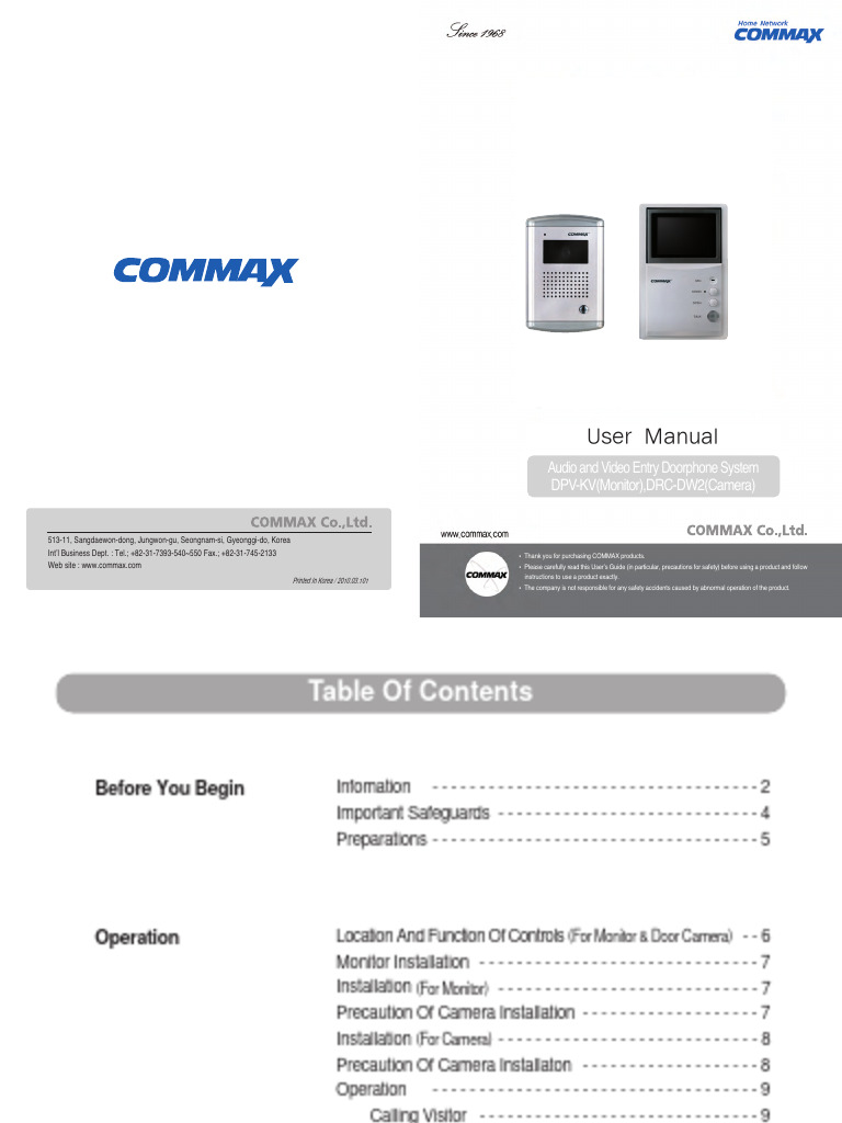 Door Video Phone Comax 201005191126370 | PDF | Ac Power Plugs And ...