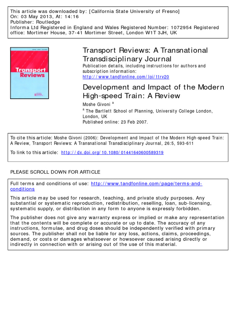 Development and Impact of The Modern High Speed Train | PDF | High ...