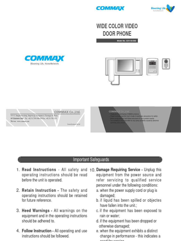 Door Video Phone Comax 201005251207150 | PDF