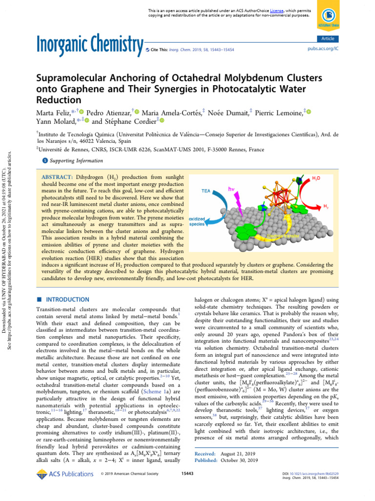 Molybdenum and Graphene Sheets for Water Splitting | PDF | Graphene ...