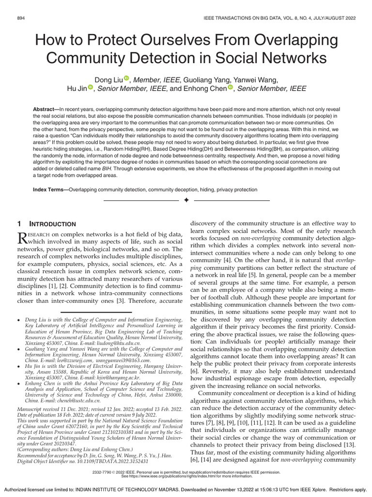 How To Protect Ourselves From Overlapping Community Detection In Social Networks Pdf