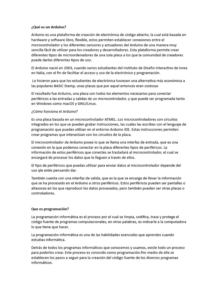 Arduino | PDF | Arduino | Programación de computadoras