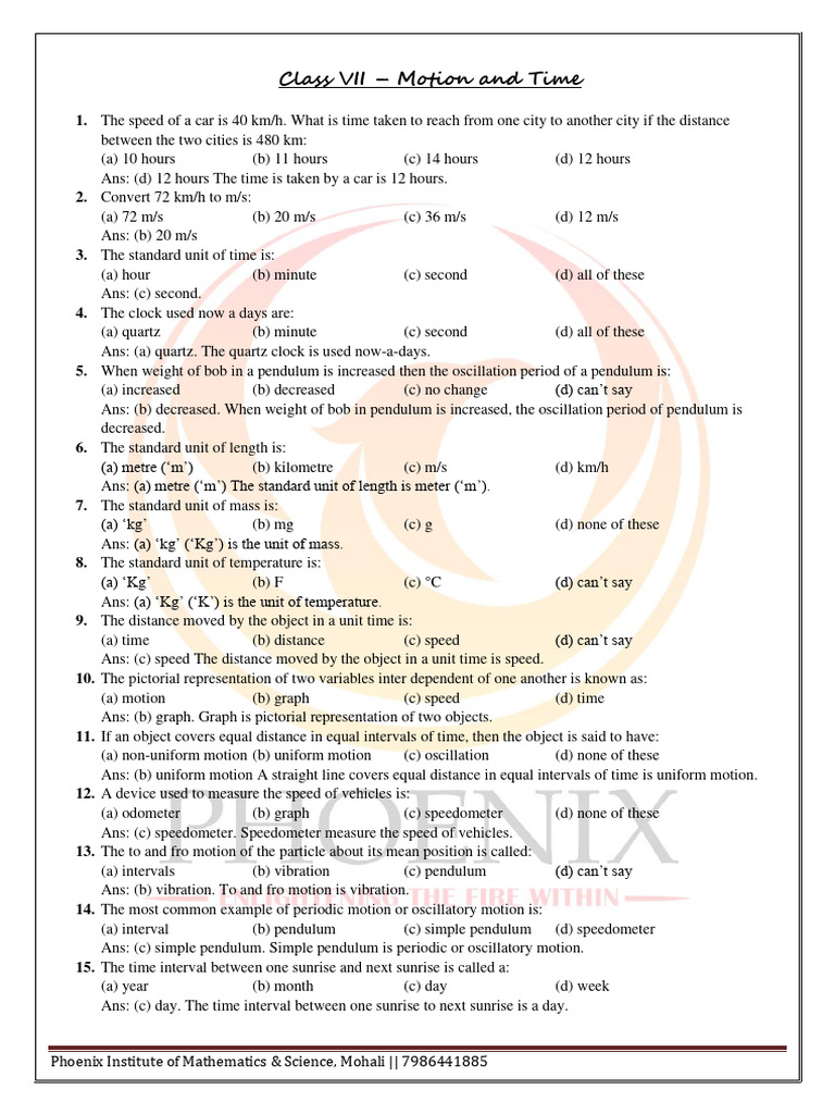 Vii Motion and Time | PDF