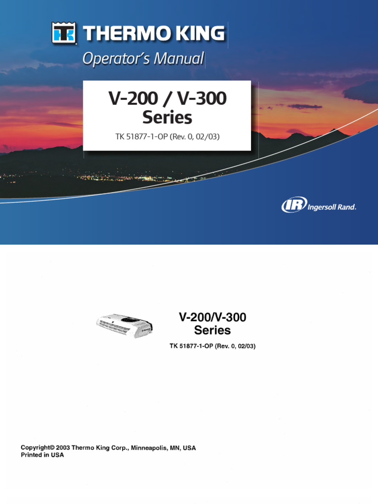 Operators Manual For Thermo King V 200 Series | PDF