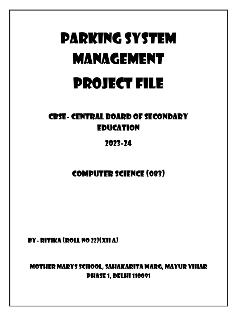Parking System Management Pdf Databases Computer File