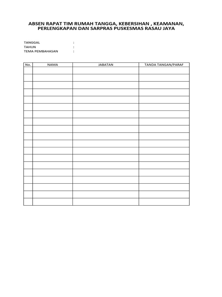 Absen Rapat RT | PDF