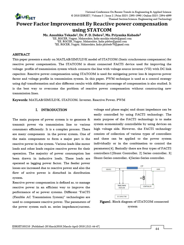 Power Factor Improvement by Reactive Power Compensation | PDF