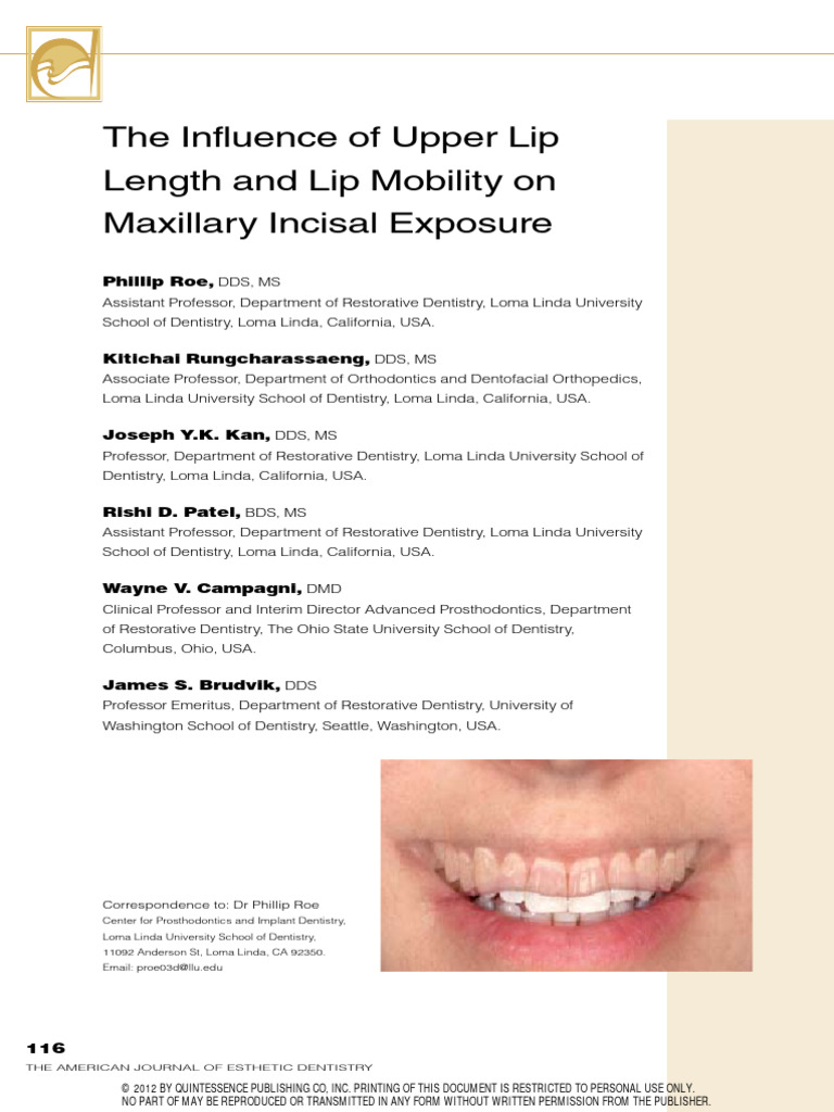 The Influence of Upper Lip Length and Lip Mobility On Maxillary Incisal ...