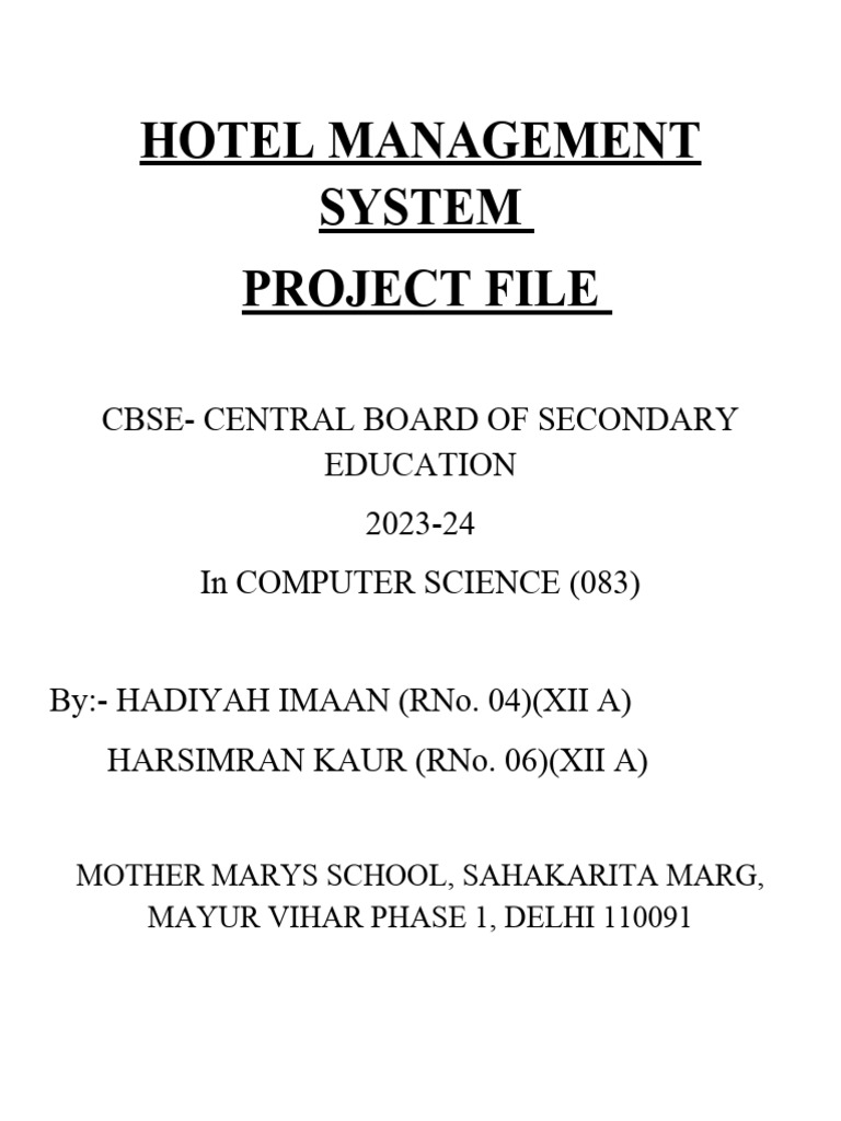 Hotel Management System | PDF