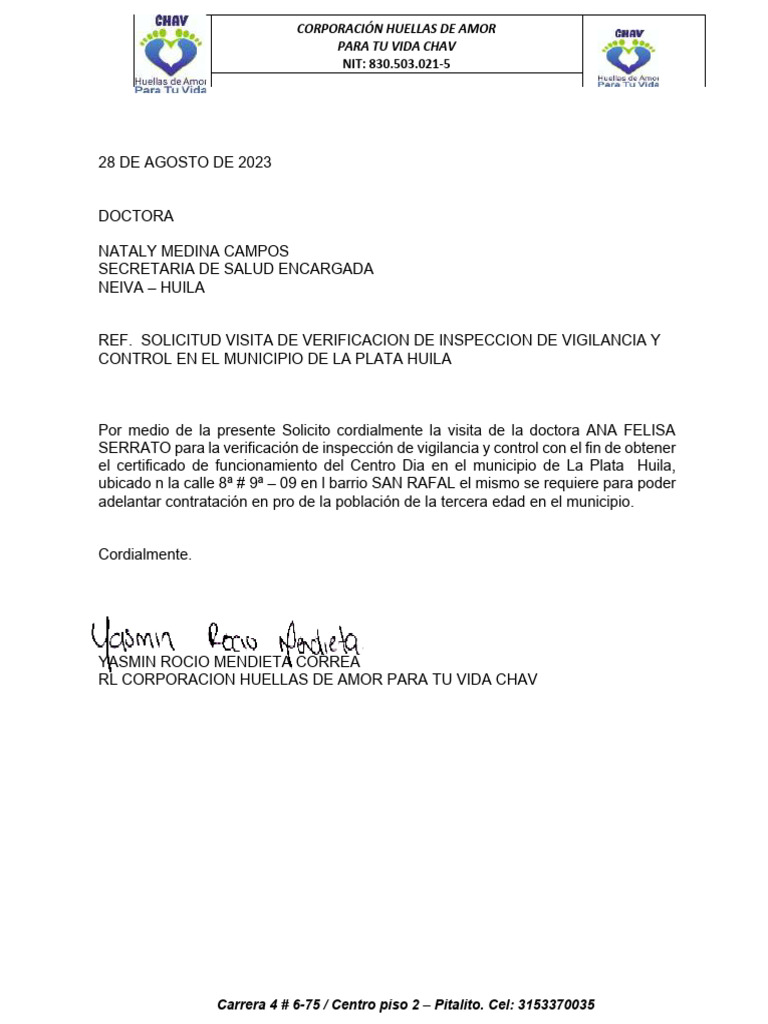 CARTA D SOLICITUD VISITA | PDF