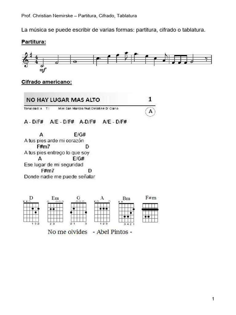 5-Partitura, Cifrado y Tablatura para Guitarra | PDF