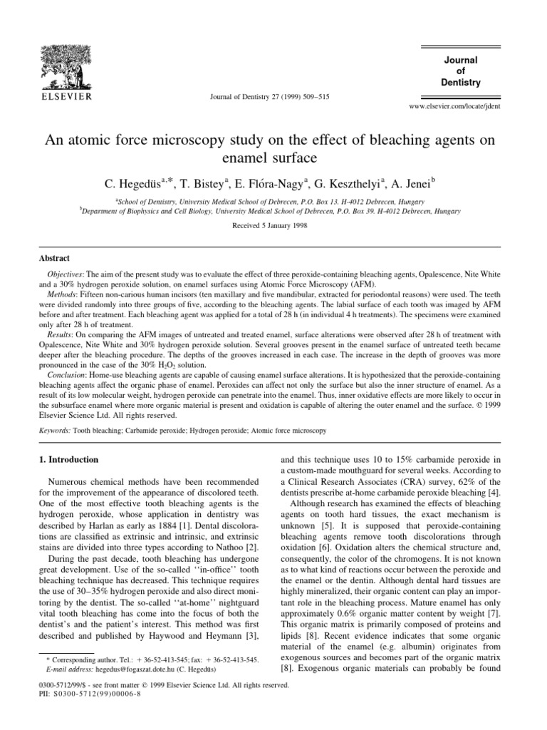 An Atomic Force Microscopy Study On The Effect of Bleaching Agent On ...