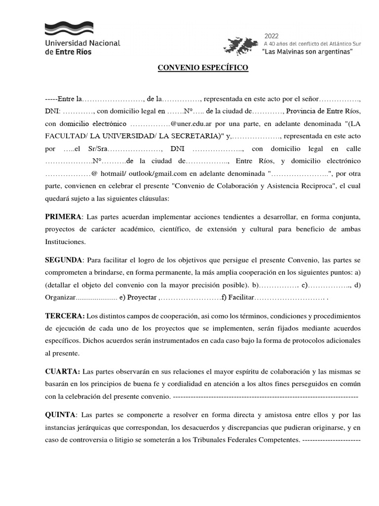 Modelo de Convenio Especifico | PDF