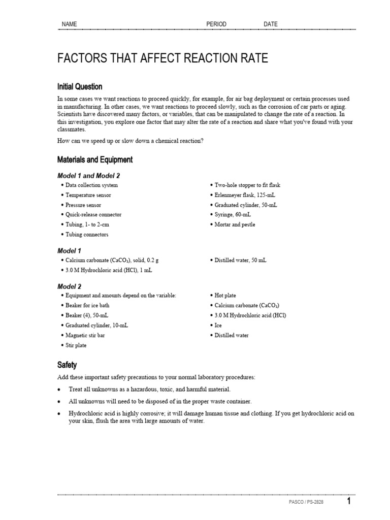 Factorsthat Affect Reaction Rate | PDF | Science & Mathematics