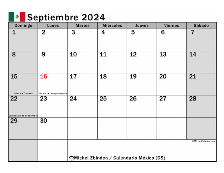 Calendario Septiembre 2024 Mexico Ds 2 | PDF