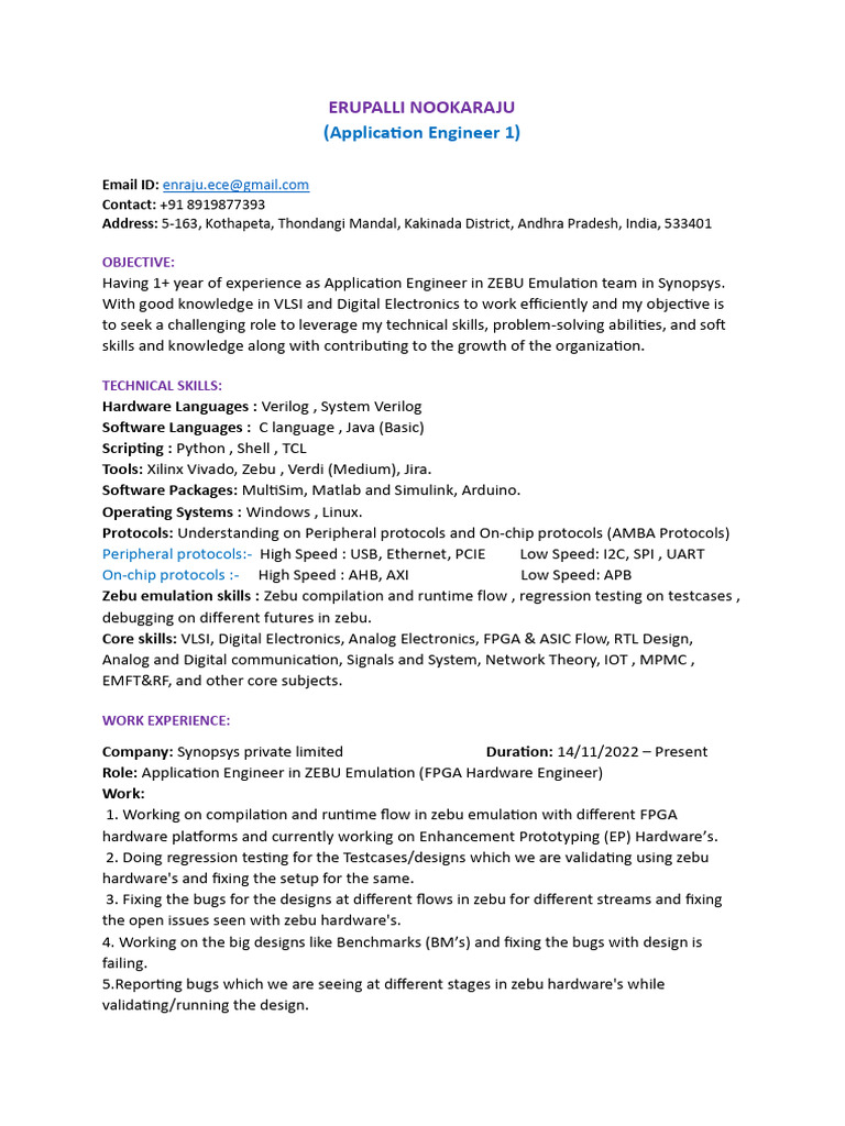 Erupallinookaraju VLSI Resume | PDF | Field Programmable Gate Array | Internet Of Things