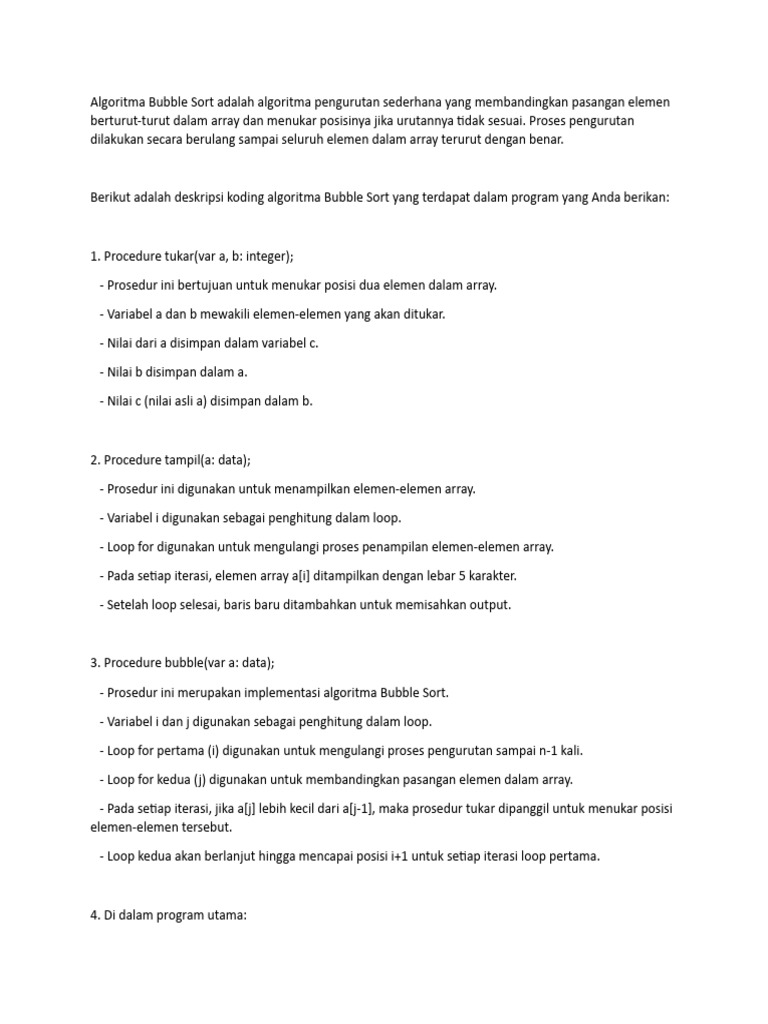 Algoritma Bubble Sort Adalah Algoritma Pengurutan Sederhana Yang ...
