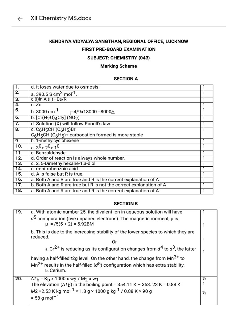 XII Chemistry MS.docx | PDF