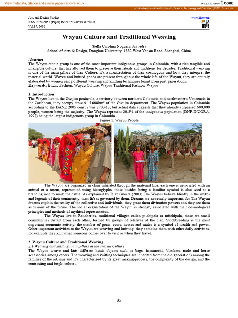 Wayuu Culture and Traditional Weaving | PDF | Weaving | Knitting
