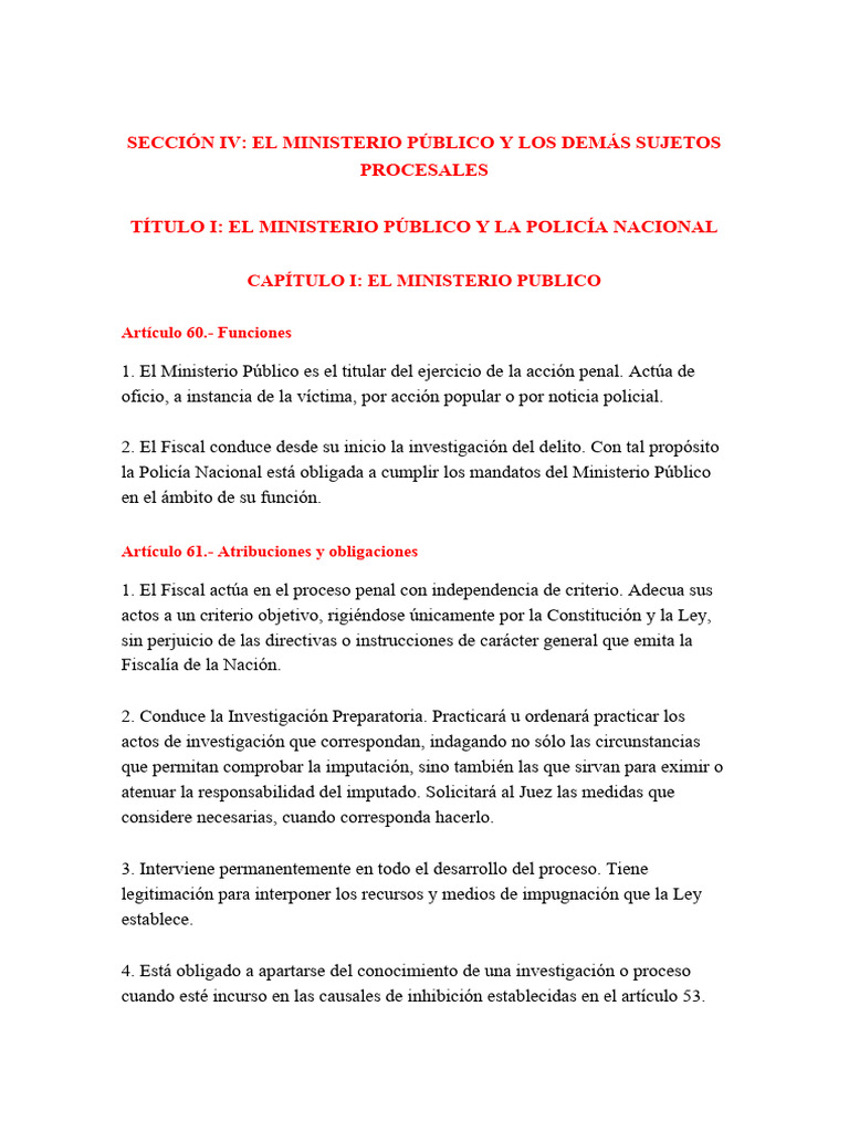 Sección Iv - La PNP y MP - NCPP | PDF