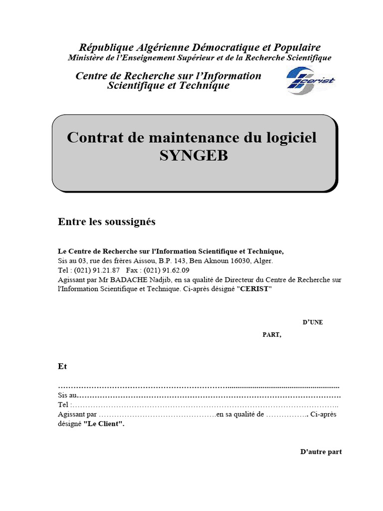 Contrat Maintenance | PDF