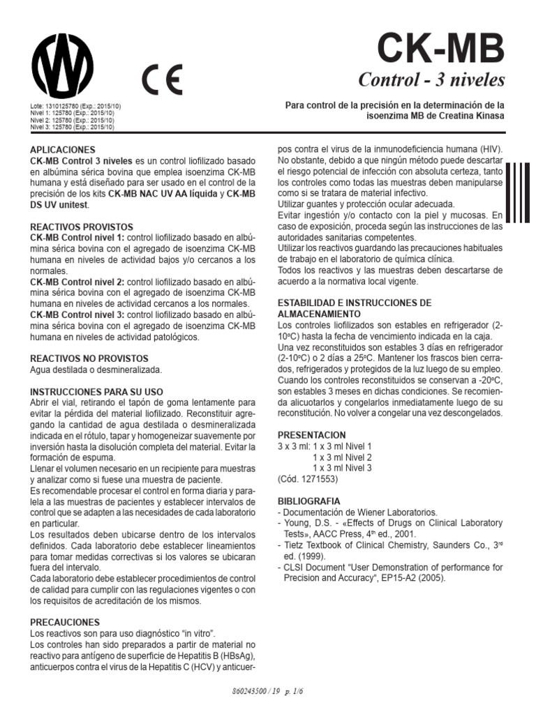 CK-MB Control 3 Niveles | PDF