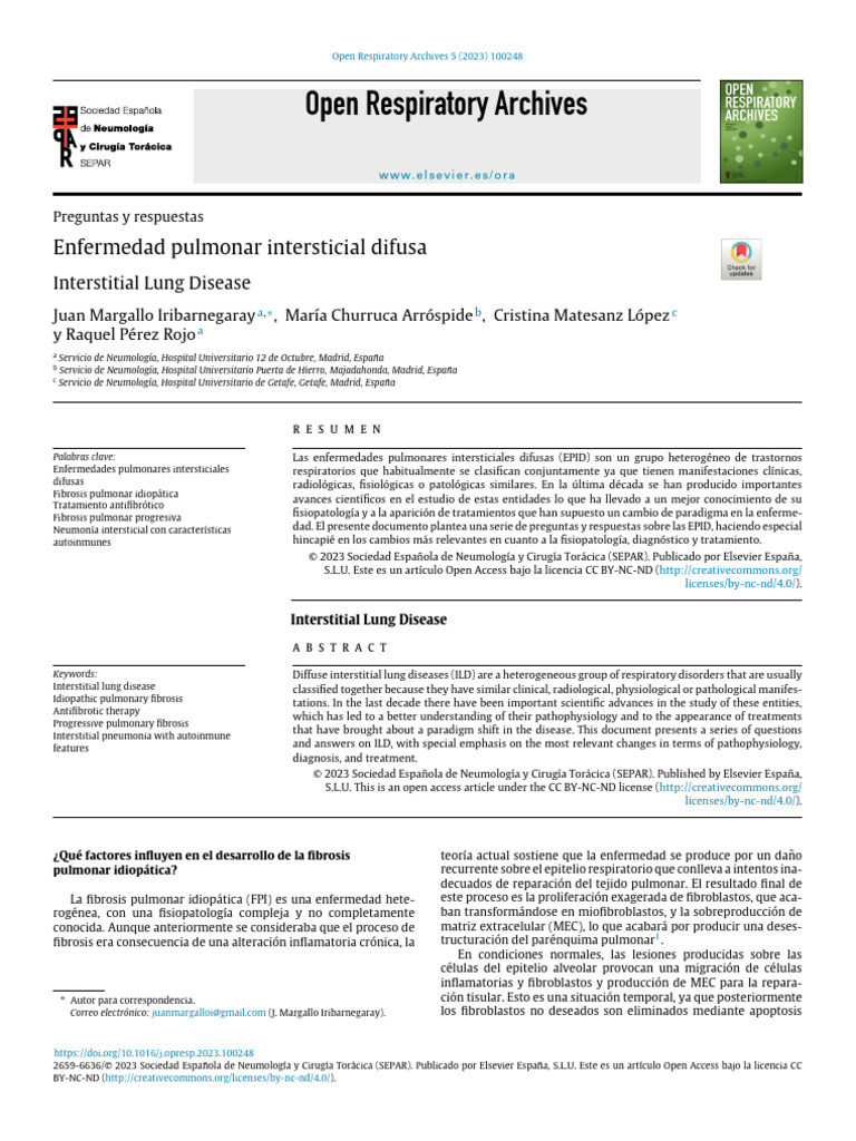Enfermedad Pulmonar Intersticial Difusa | PDF