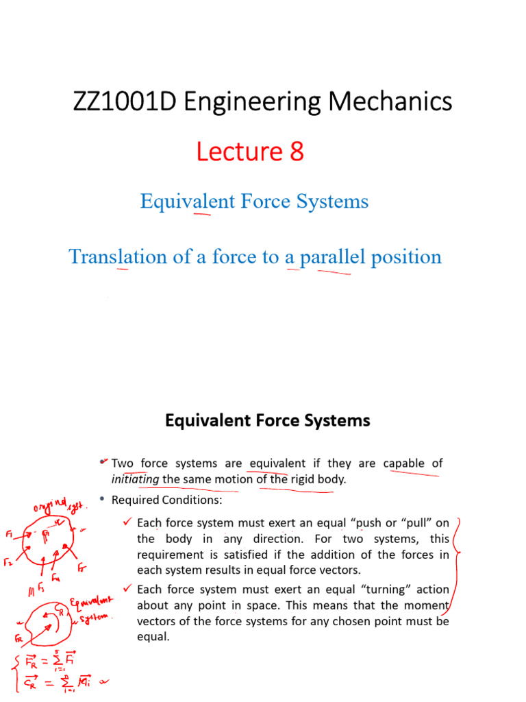 Lect8 - 19.09.2023 - Equivalent Force Systems | PDF